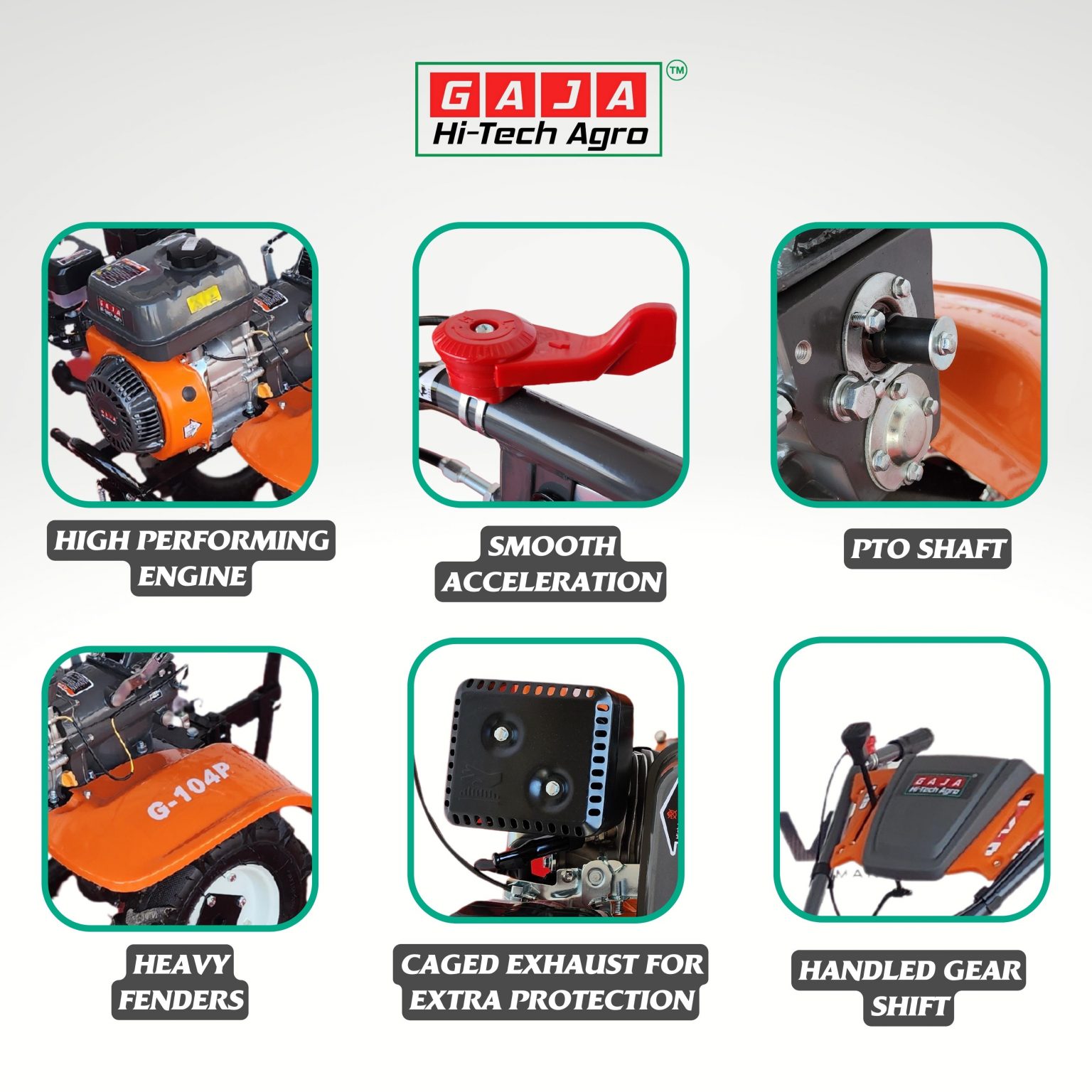 Gaja 104P 7HP Petrol Gear Drive - Gaja Hi-Tech Agro Products